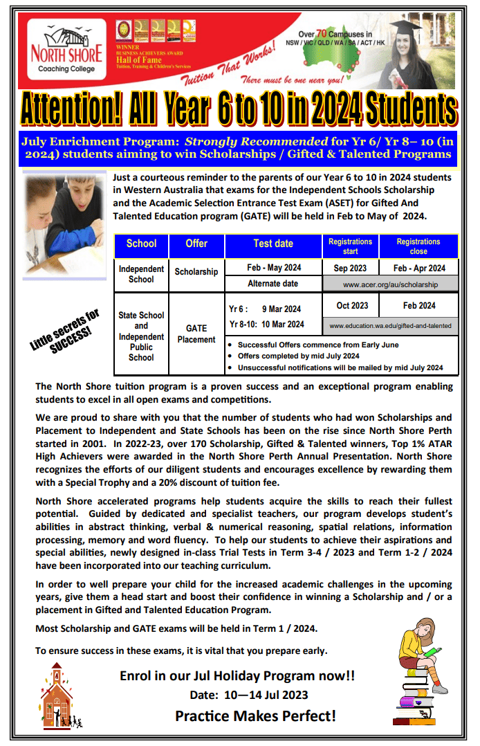 WA – Scholarship/GATE Exam Preparation | North Shore Coaching College
