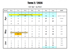 [WA] 2024 Term 2 Calendar | North Shore Coaching College